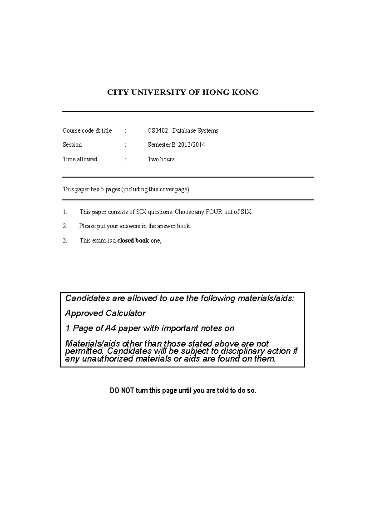 CS3402 Final Exam 2014: Questions and Answers Analysis - Studocu