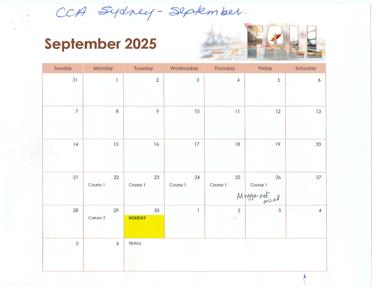 Time Table CCA: September 2025 to March 2026 - Studocu