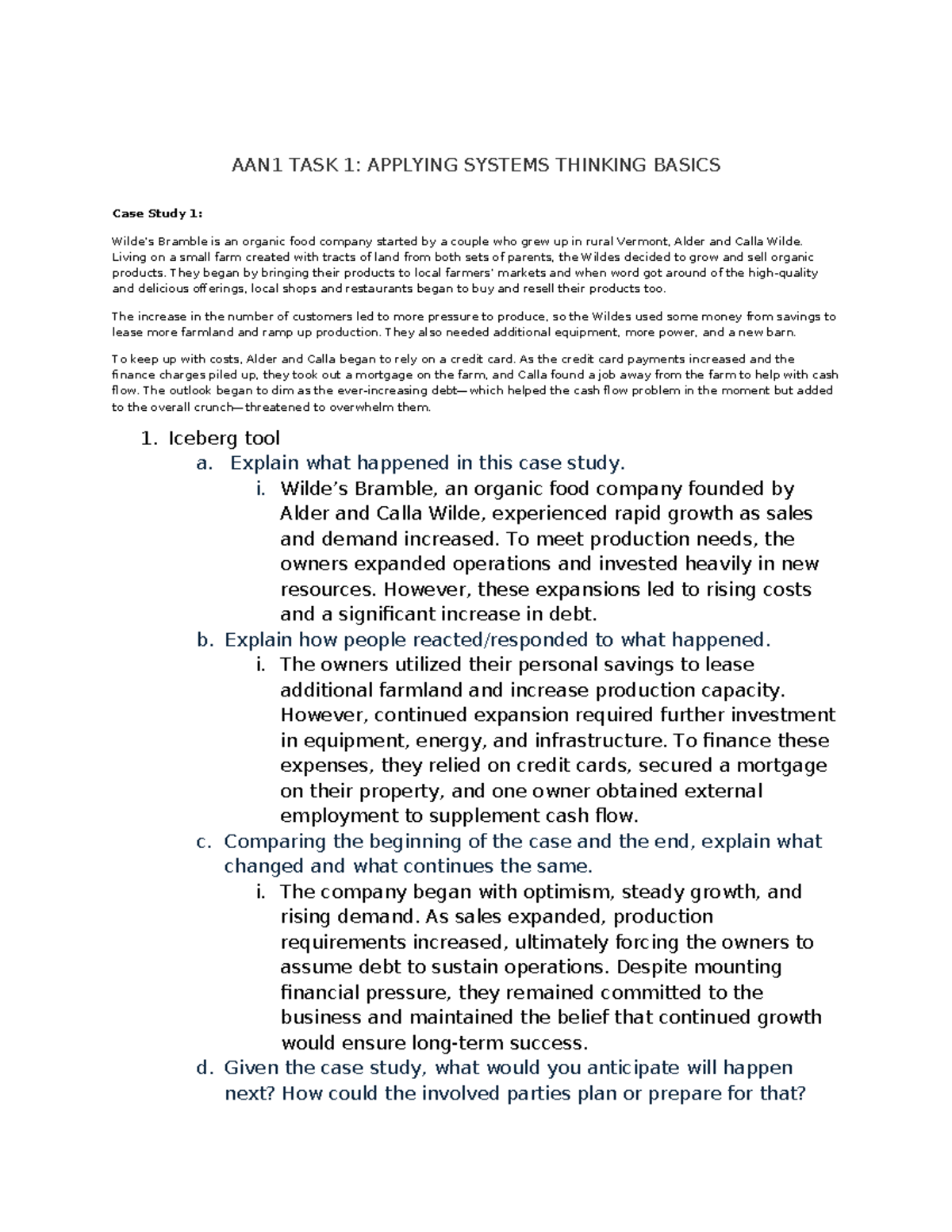 D459 - Task 1: Systems Thinking in Bramble Case Study Analysis - Studocu