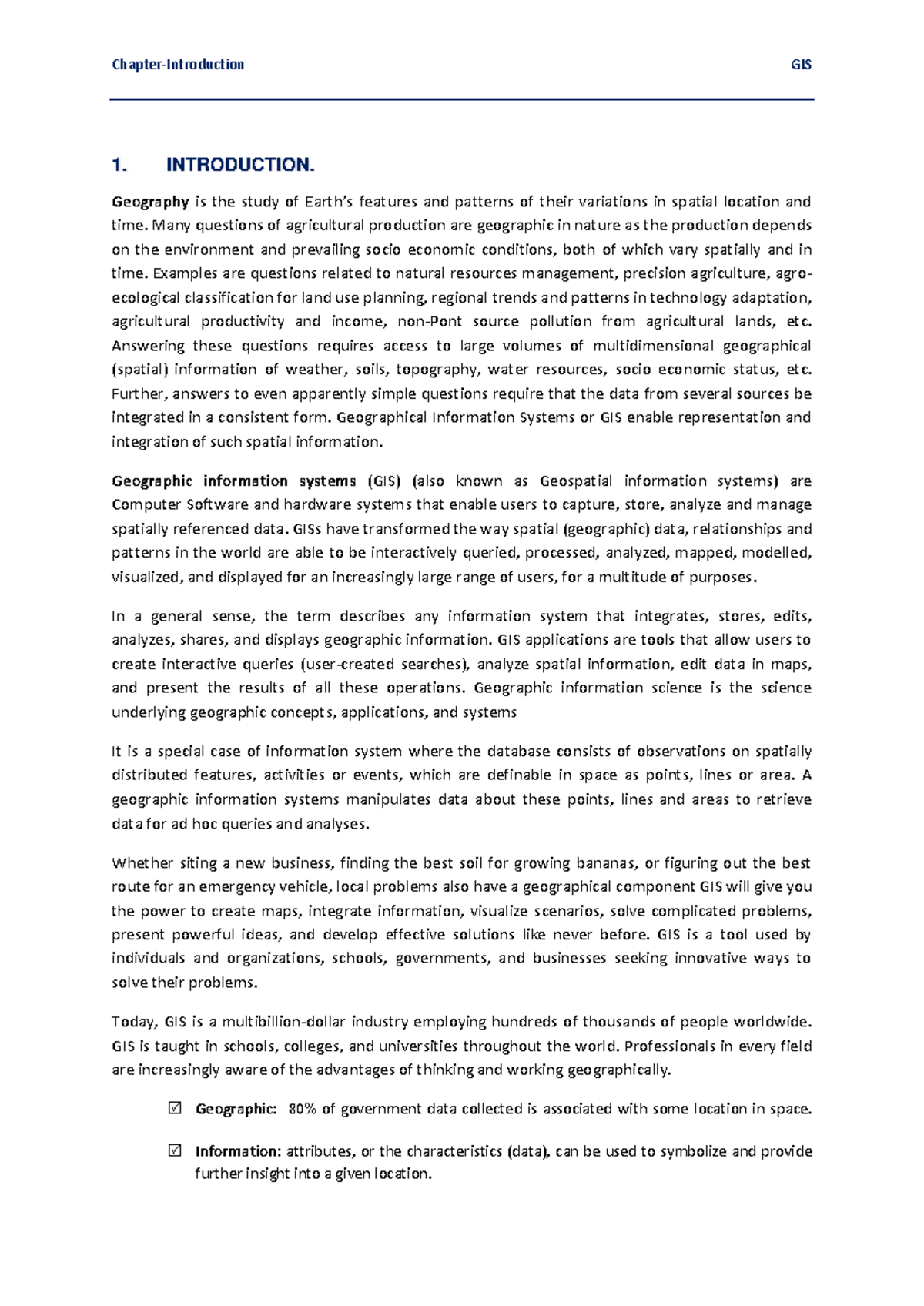 Comprehensive GIS Notes - Geographic Information Systems Overview - Studocu