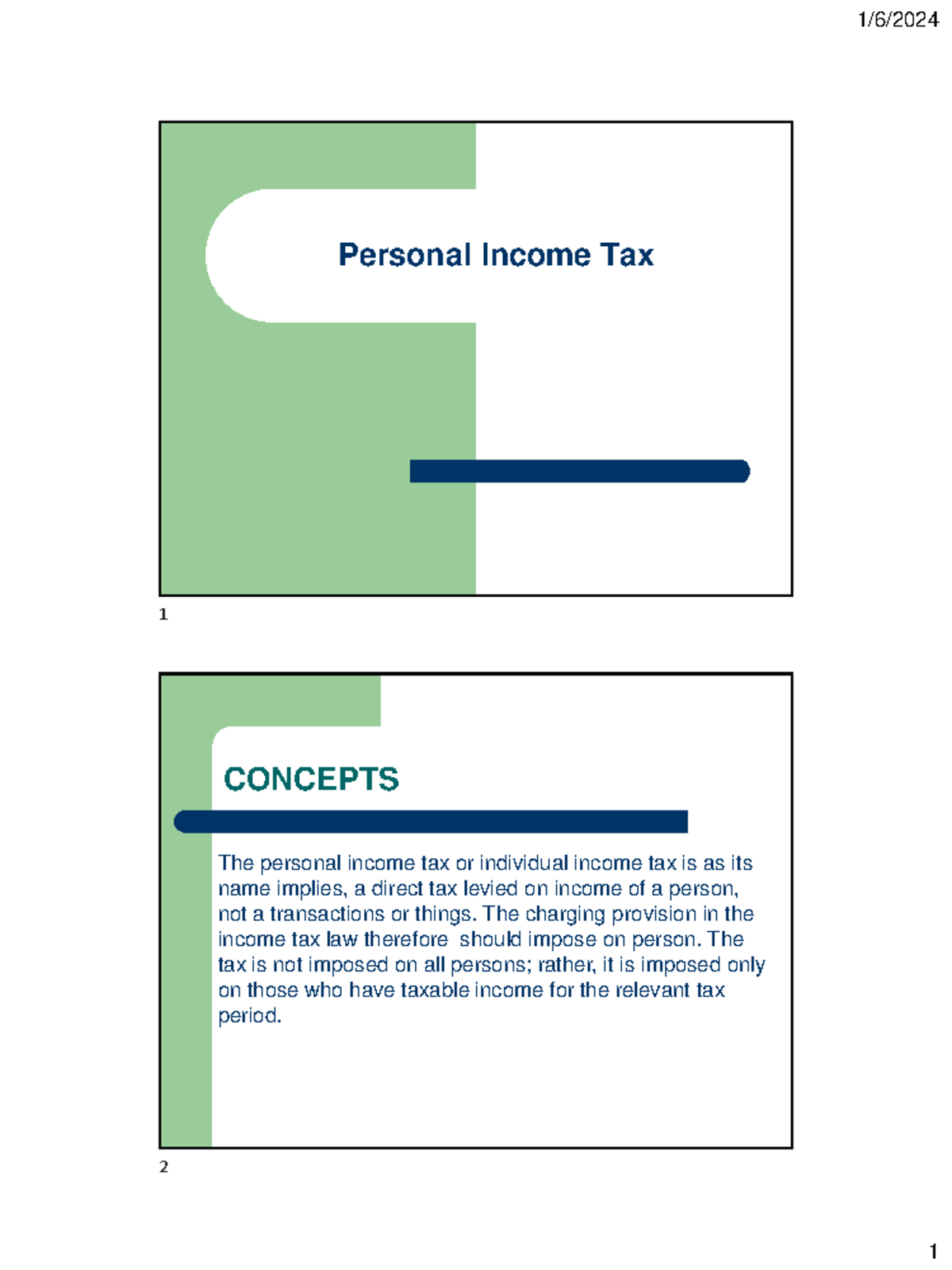 Personal Income Tax Concepts and Characteristics - Chap6 - E - Studocu