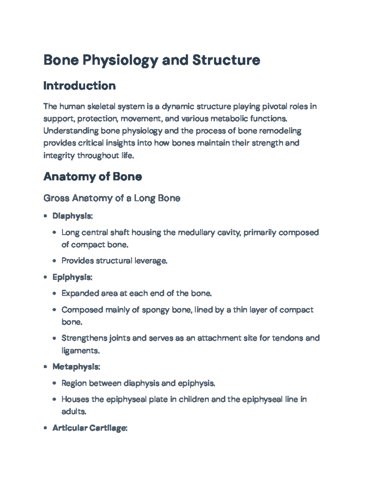 Bone Physiology and Structure: Insights into Skeletal Dynamics - Bone ...