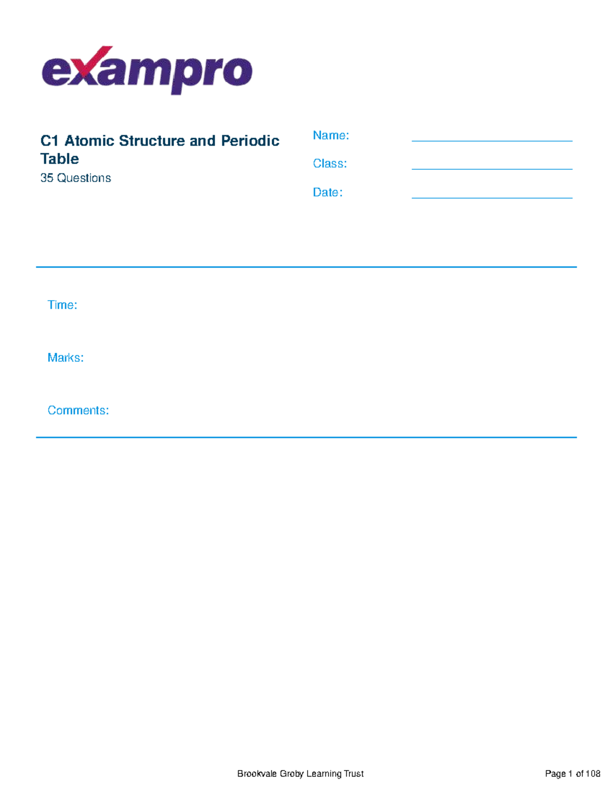 C1 Atomic Structure & Periodic Table Study Guide - Studocu