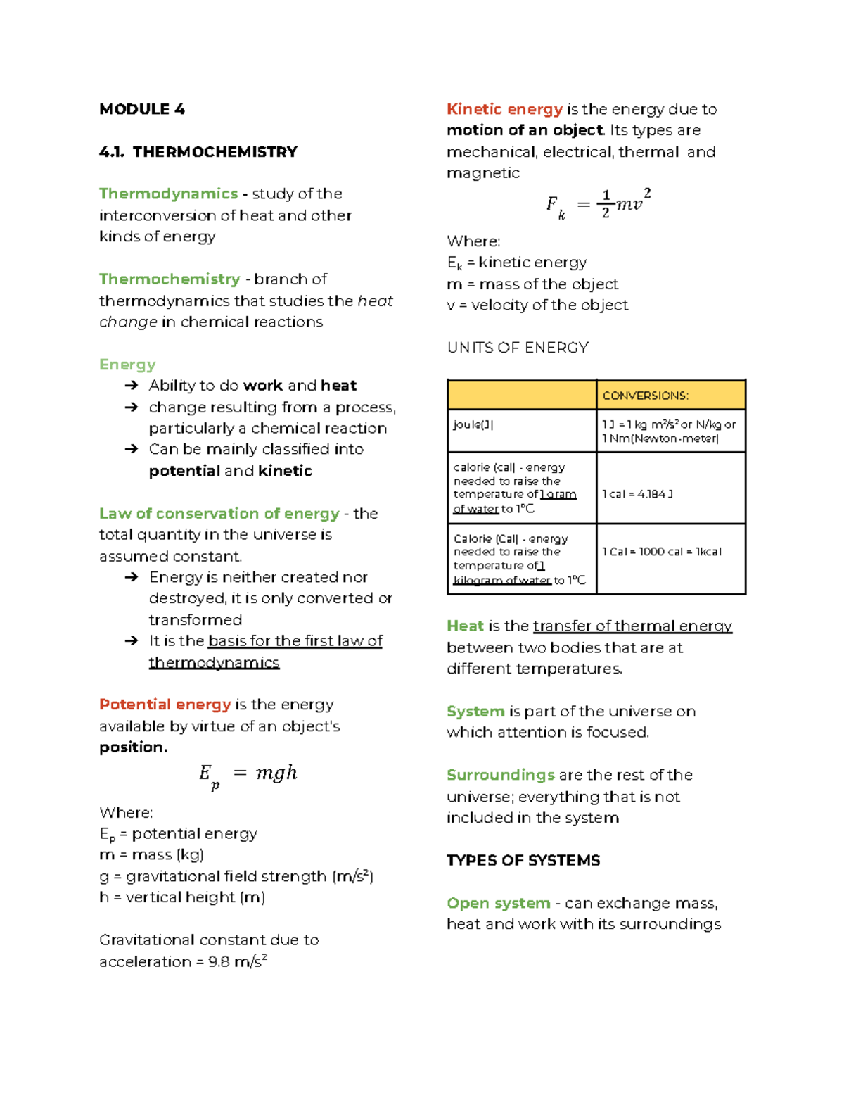 ENG 201 Final Exam Review: Thermochemistry, Electrochemistry & Nuclear ...