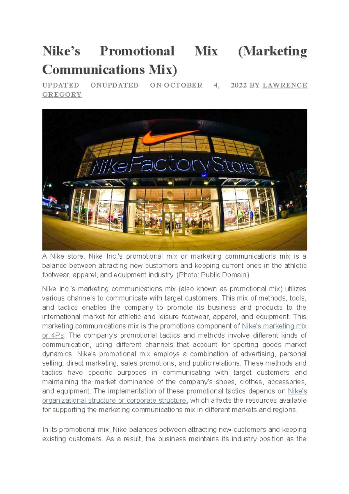 Nike Promotion Mix Case Study - Nike’s Promotional Mix (Marketing ...