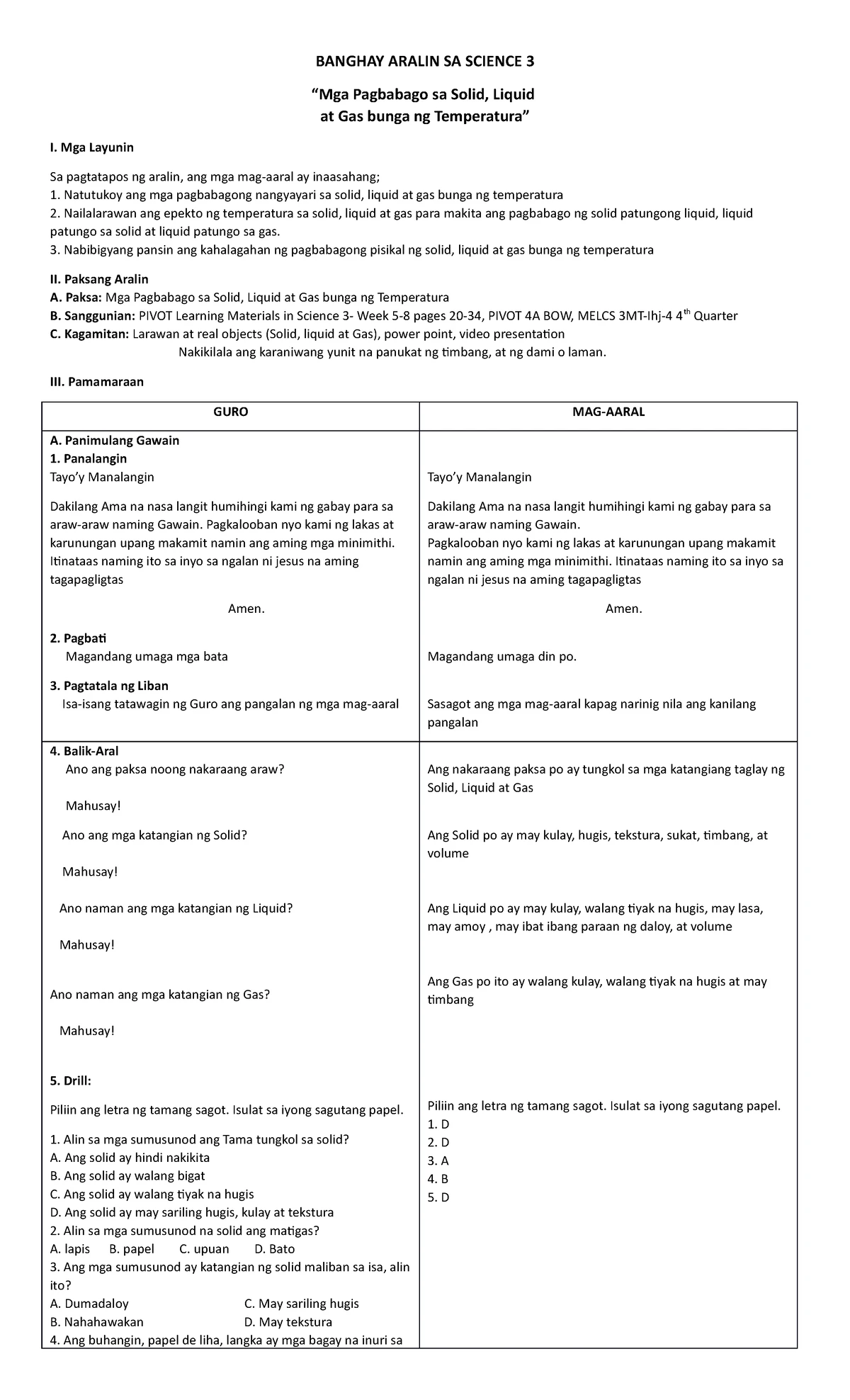 Pagsasanay sa Paggamit ng Magagalang na Pananalita - Filipino III LP ...