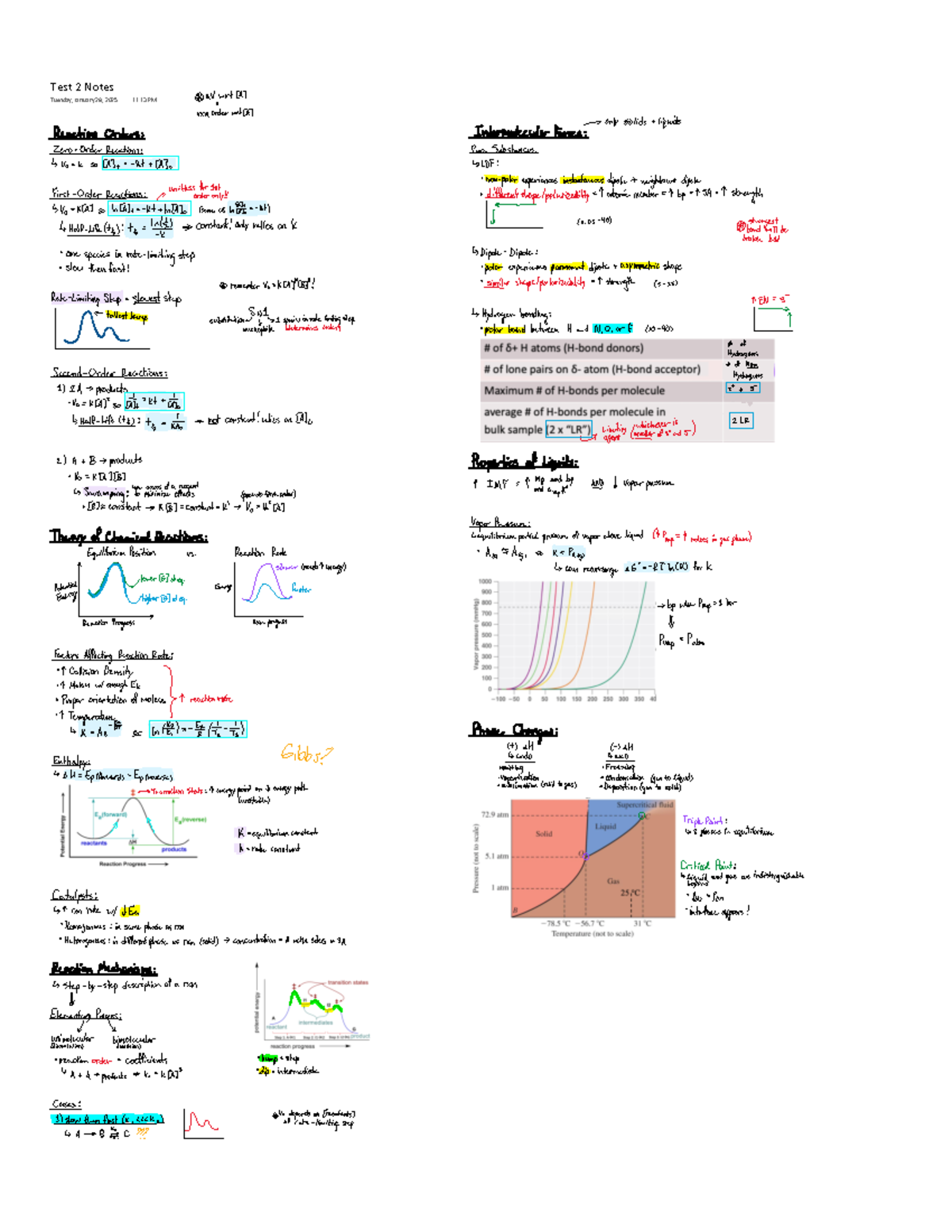 Test 2 Notes: Reaction Orders & Factors Affecting Rates - Studocu