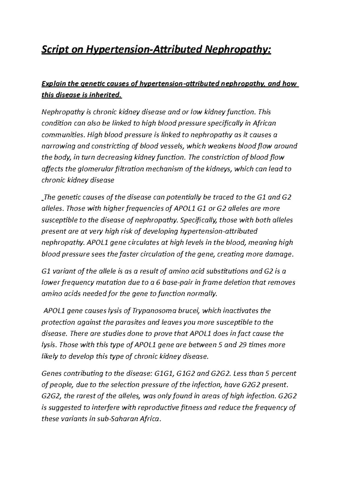 Research on Hypertension - Script on Hypertension-Attributed ...