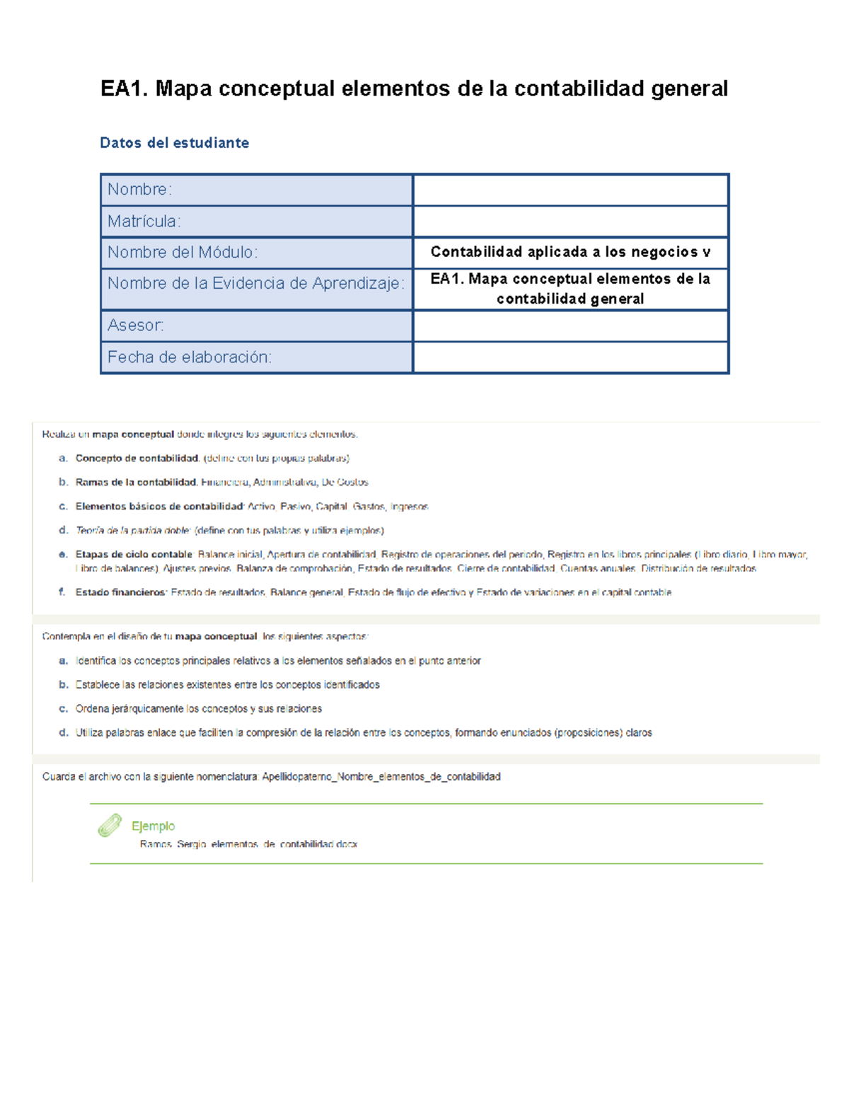 EA1. Mapa Conceptual: Elementos de Contabilidad General - Studocu