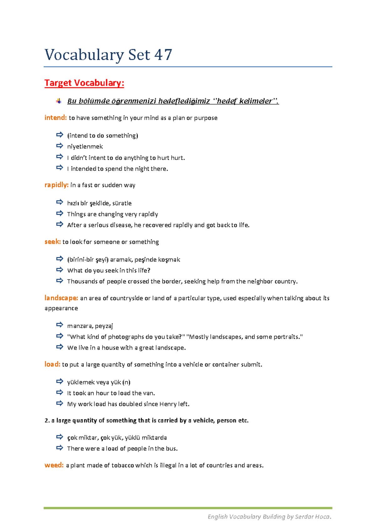 Vocabulary Set 47: Target Words and Exercises for Learning - Studocu