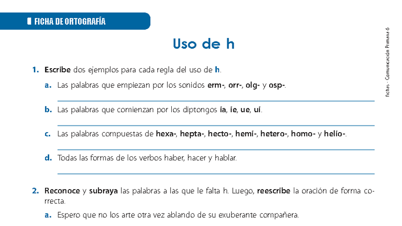 FA Uso de la h - Prácticas y Ejemplos de Ortografía - Studocu