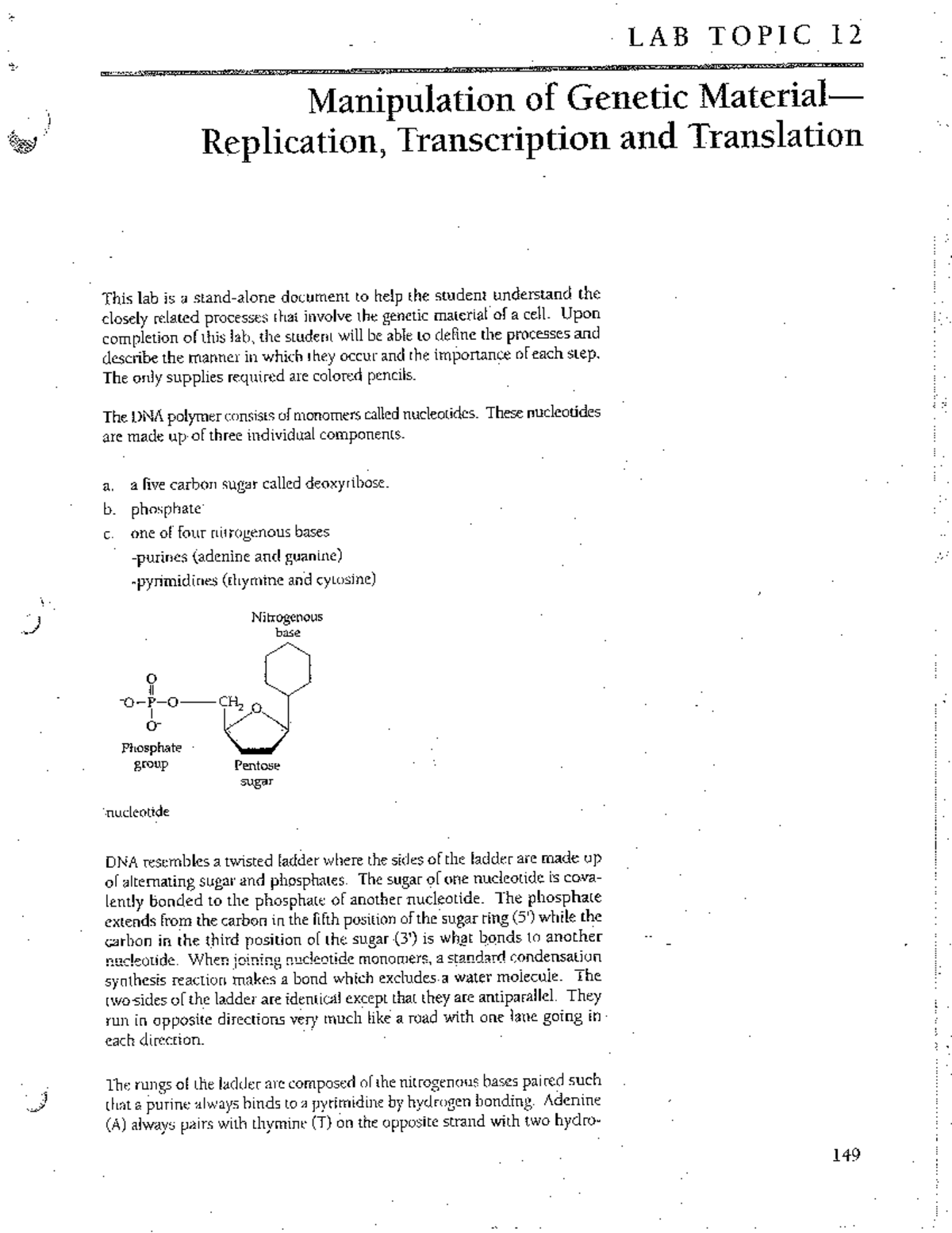 DNA review packet - LAB TOPIC 12 Manipulation of Genetic Replication ...