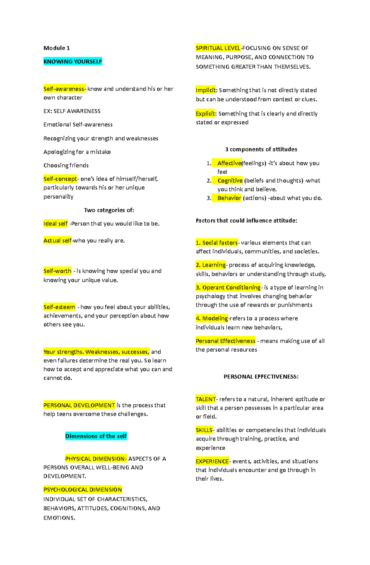 Perdev- Final Exam Reviewer: Knowing Yourself and Personal Development ...