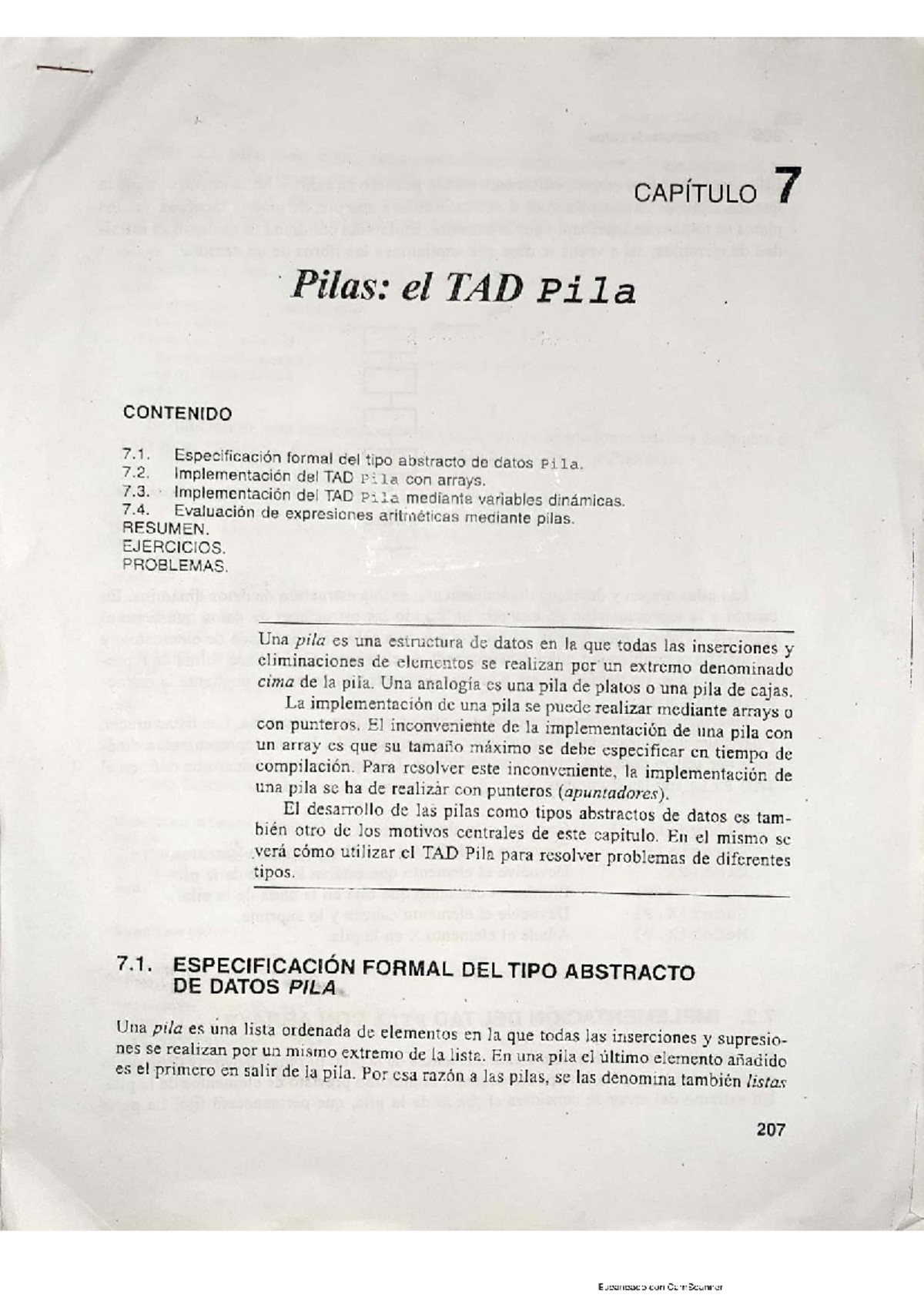 CAPÍTULO 7: TAD Pila - Especificaciones, Implementaciones y Ejercicios - Studocu