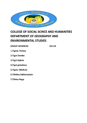 Geography Module - Freshman course - Compiled By: Dr. Teferi Mekonnen ...