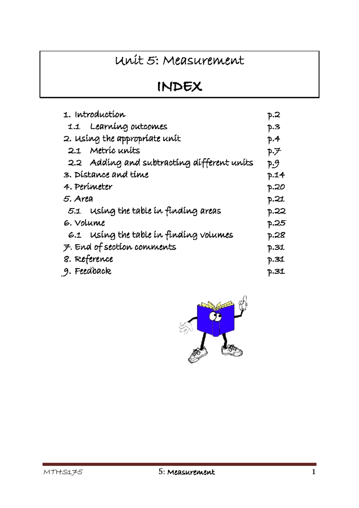Unit 5: Measurement Lesson Notes for MTHS175 - Studocu