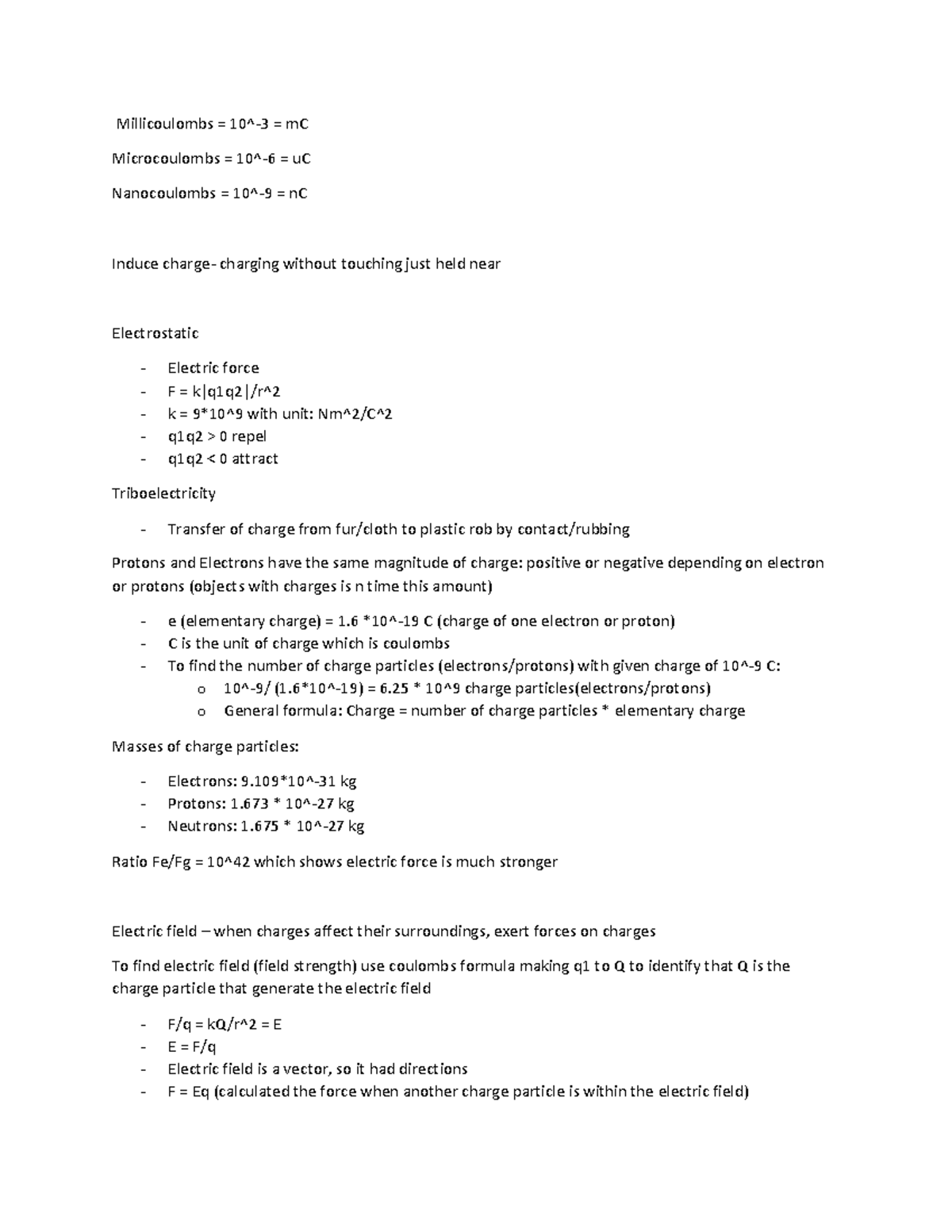 Physic 102 Final Exam Review: Key Concepts and Formulas - Studocu