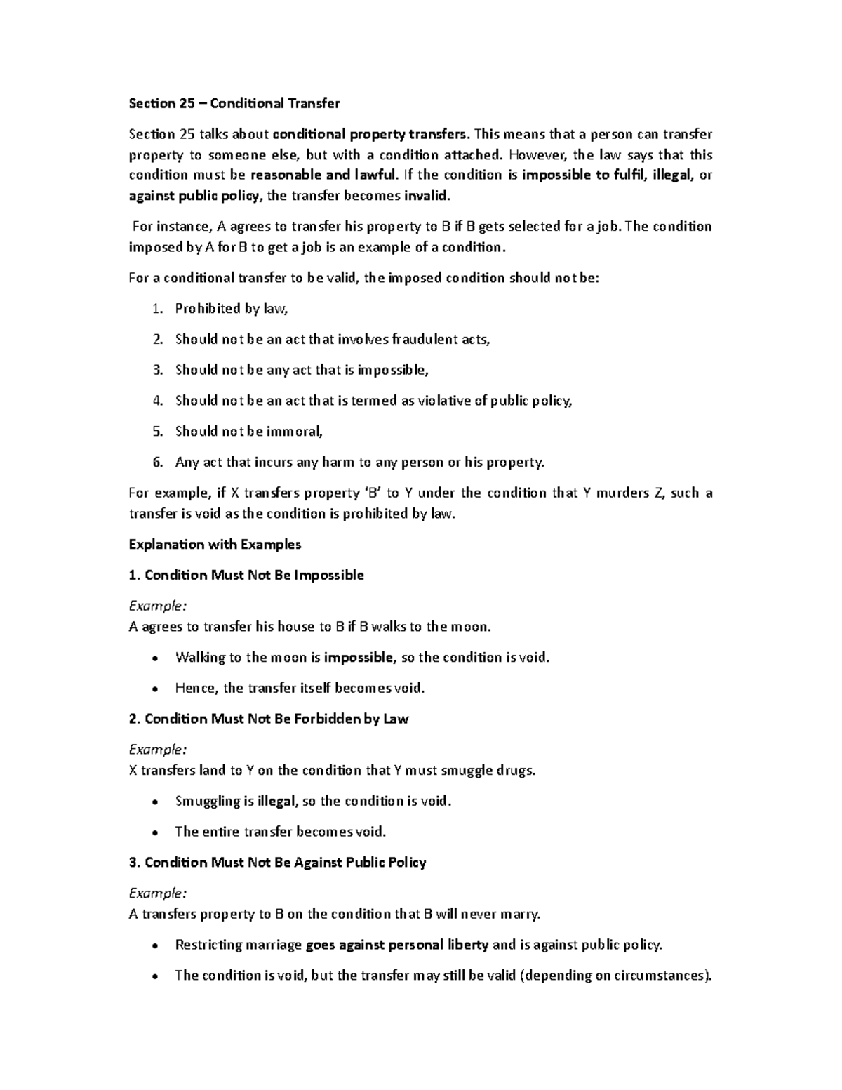 Section 25-35: Conditional Transfers in Property Law Explained - Studocu