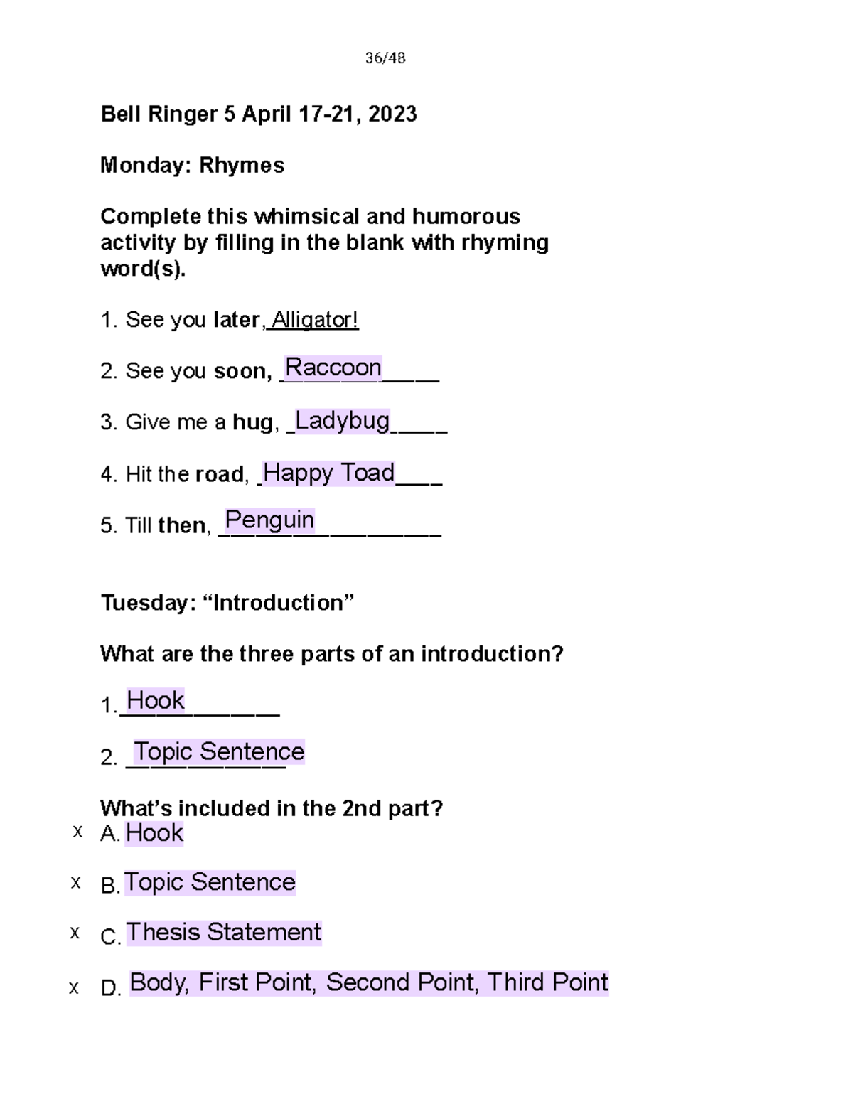 Aaliyah burks - Bell Ringer 5 - Bell Ringer 5 April 17-21, 2023 Monday ...