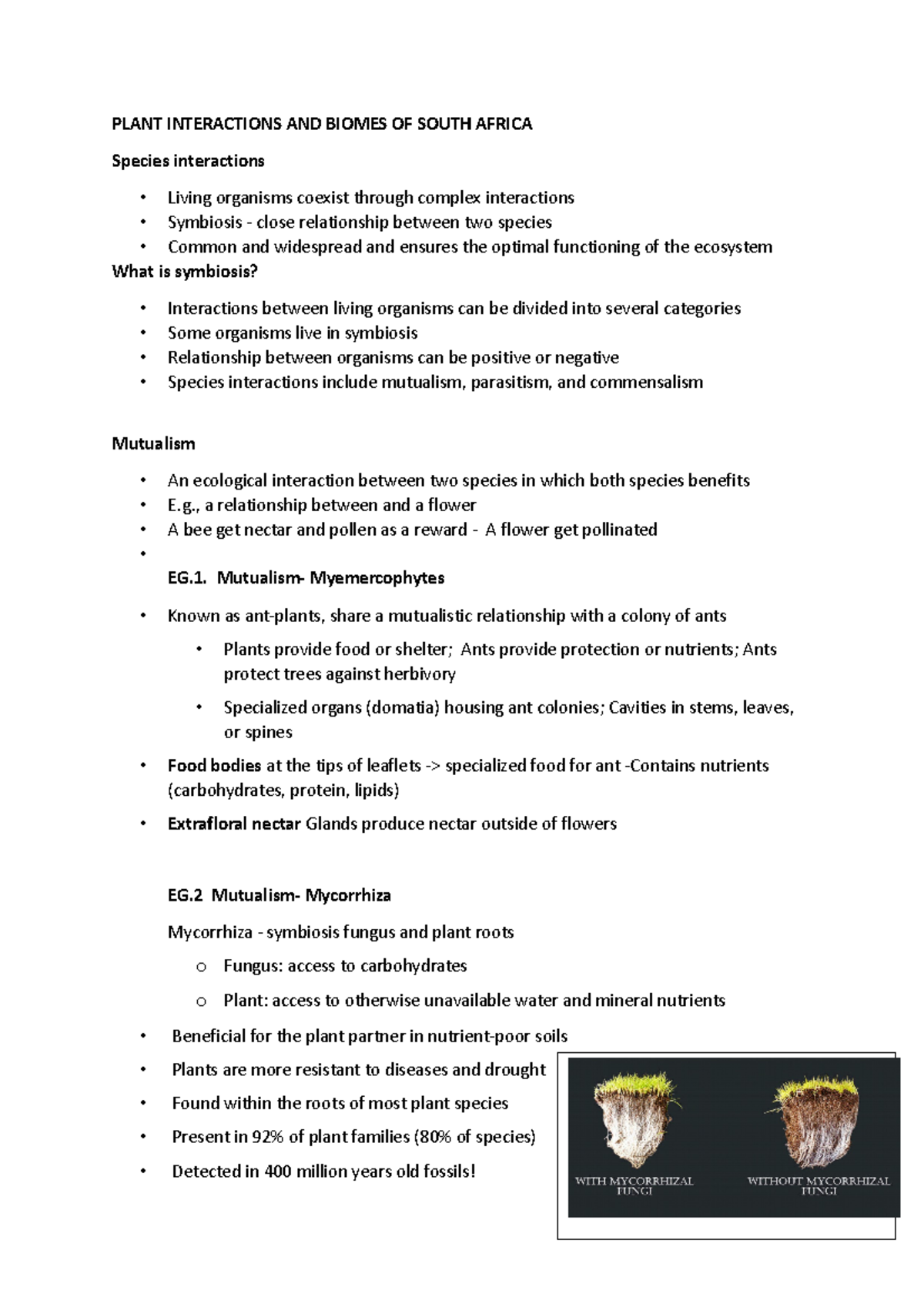 Plant Interactions AND Biomes OF South Africa - PLANT INTERACTIONS AND ...