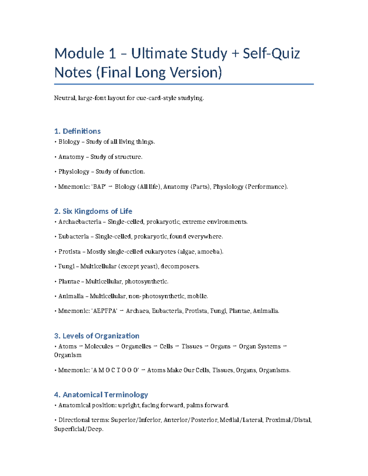 Module 1 Ultimate Study Self Quiz Notes (Final Version) - Studocu