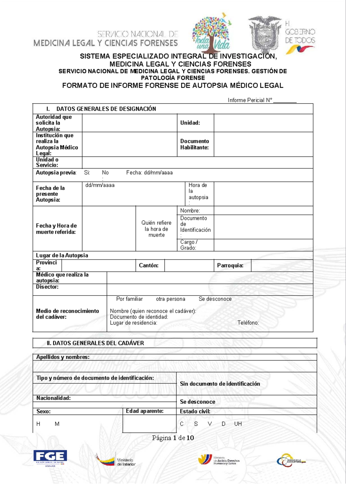 Formato de Informe Forense de Autopsia Médico Legal - SVD UH - Studocu