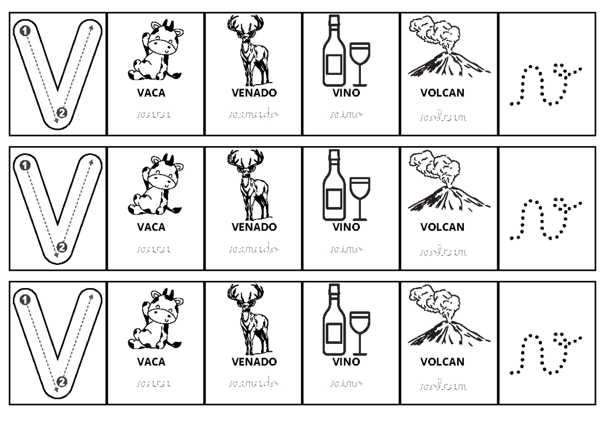 Acordeón de Letras - Actividad VACA VENADO BESO BIBERON - Studocu