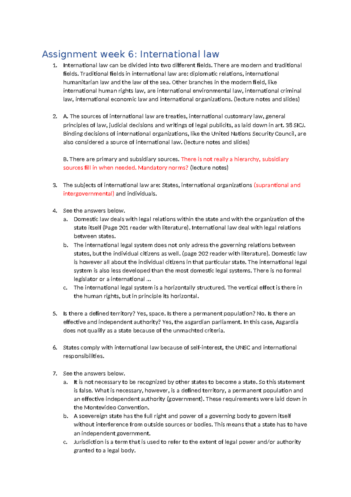 LLS TDE Part 1 Law Week 6 Assignment: Introduction to International Law ...
