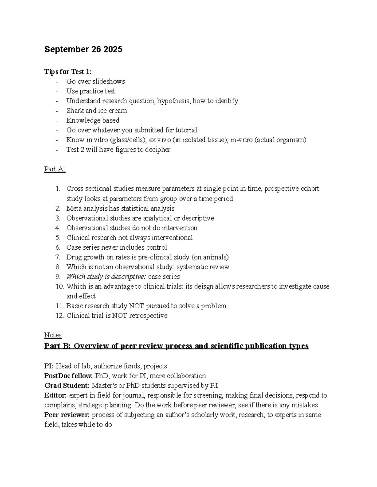 Tutorial 3 Notes: Test 1 & 2 Preparation Strategies and Study Insights ...