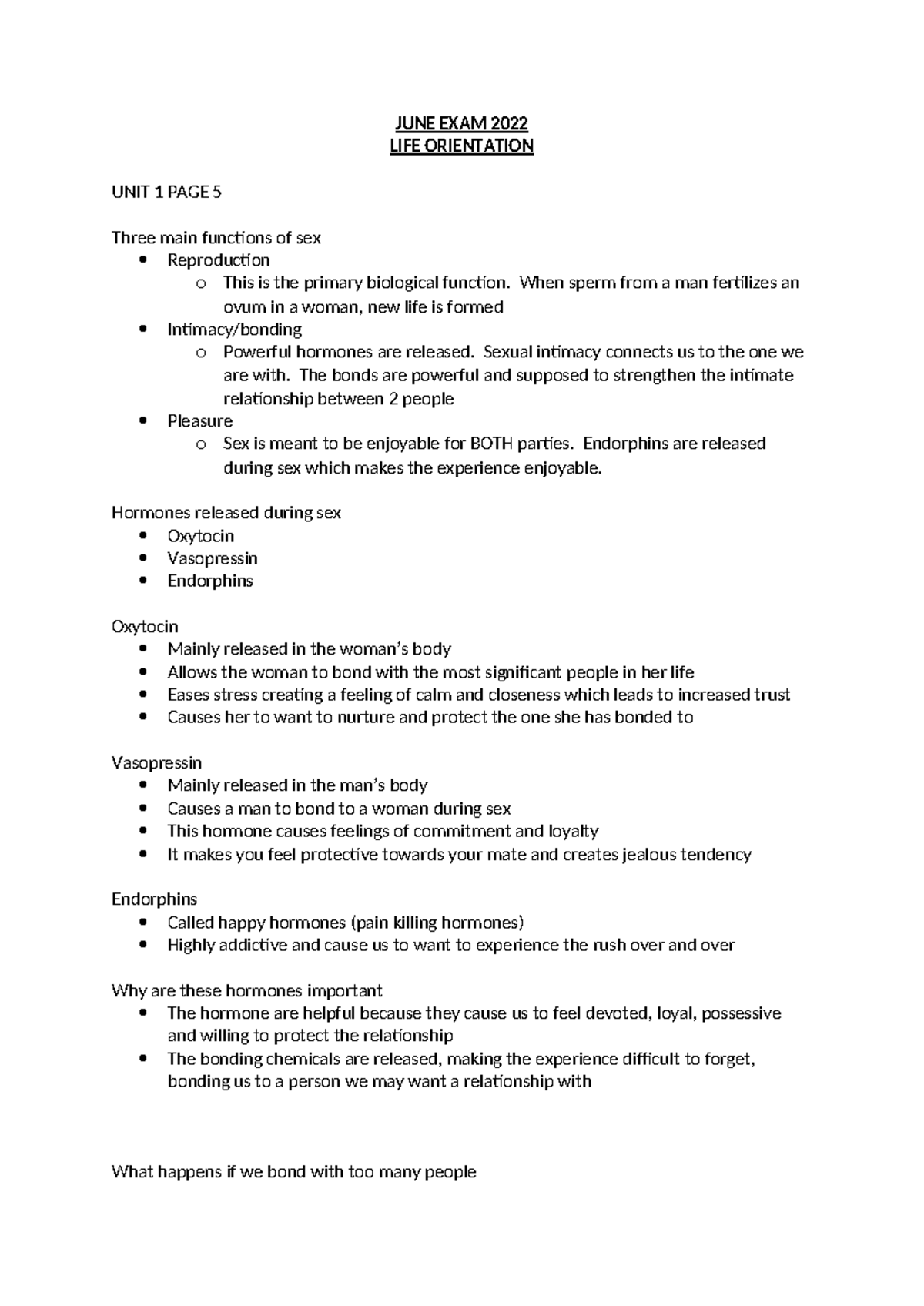Sexuality booklet unit 1 to 5 - JUNE EXAM 2022 LIFE ORIENTATION UNIT 1 ...