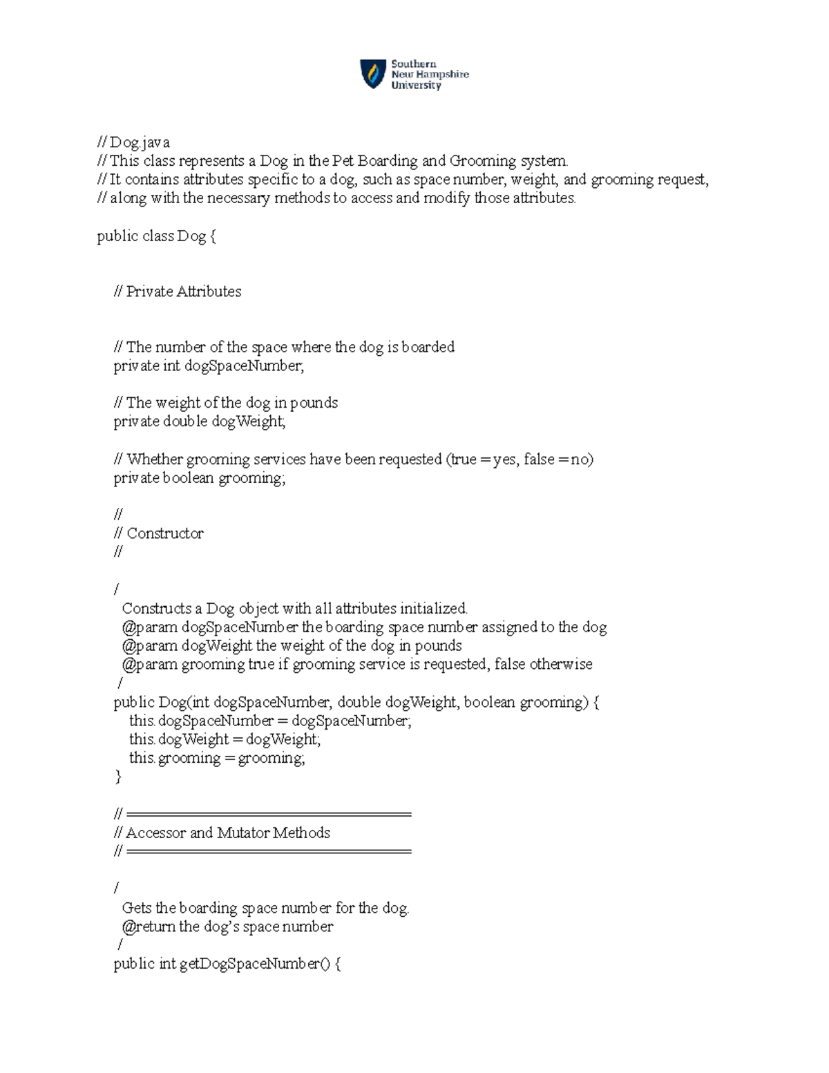 IT 145 Dog Class Implementation in Pet Boarding System - Studocu