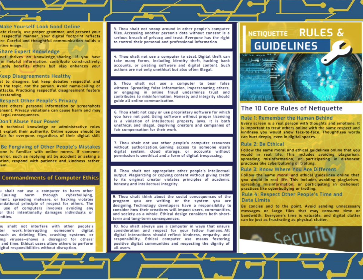 NET A4 - The 10 Core Rules of Netiquette for Ethical Online Behavior ...