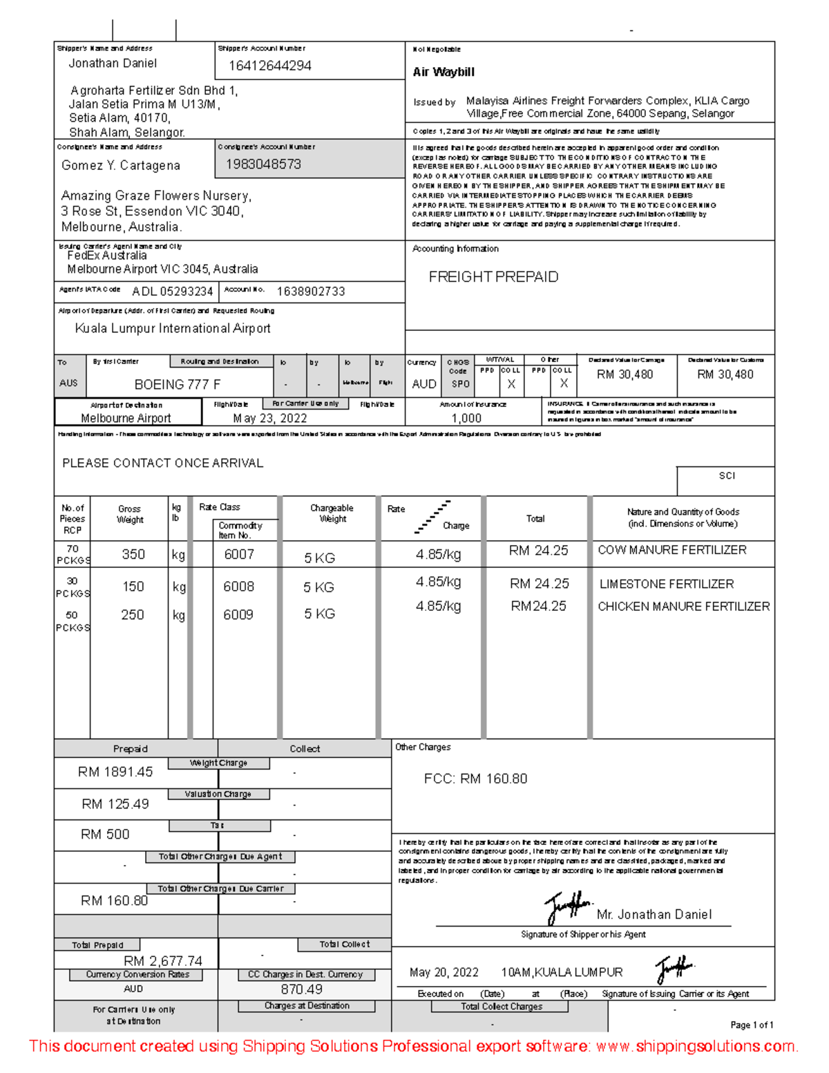 Air Waybill Example: Exportation Process Documentation Guide - Studocu