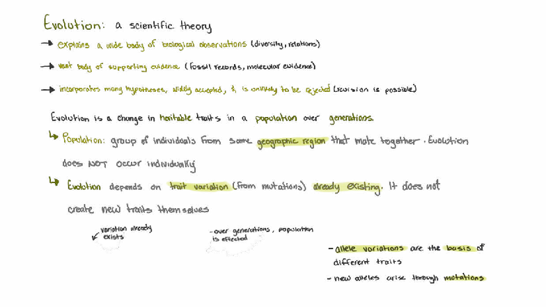 Evolution - Lecture Notes on Natural Selection and Genetic Variation ...