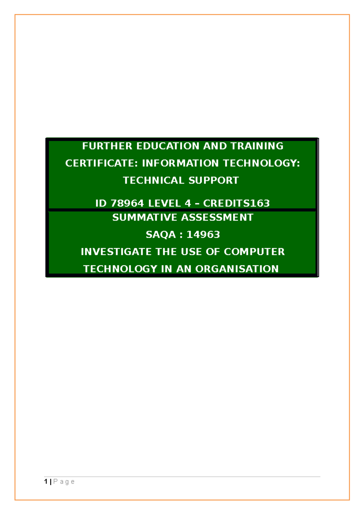 14938 - Summative Assessment on Computer Technology in Organizations ...