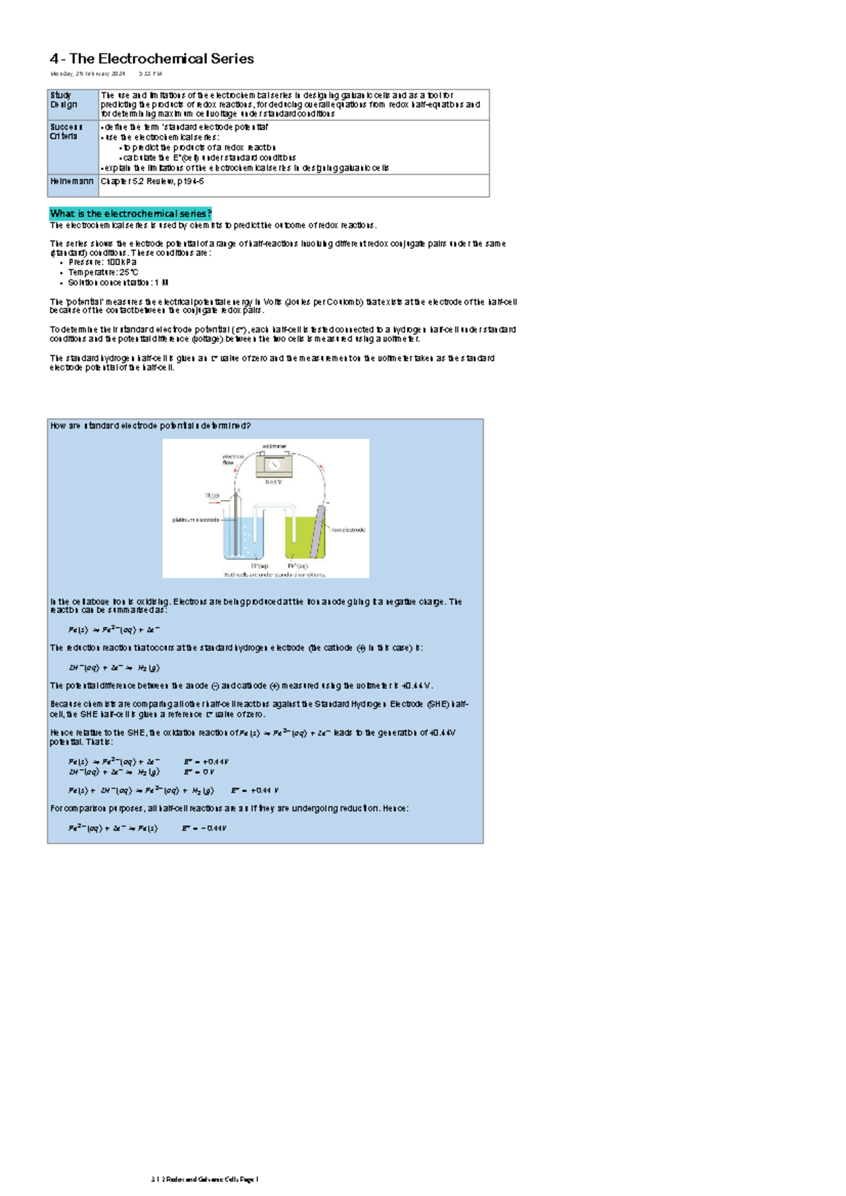 Electrochemical Series: Understanding Galvanic Cell Design and Redox ...