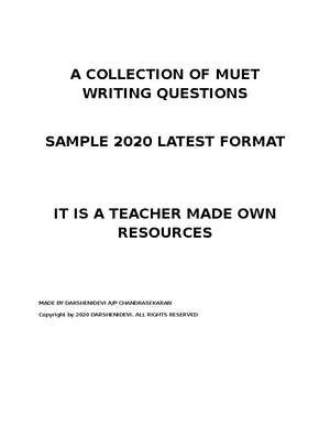 Collection OF MUET 2020 Sample Speaking Questions - A COLLECTION OF ...