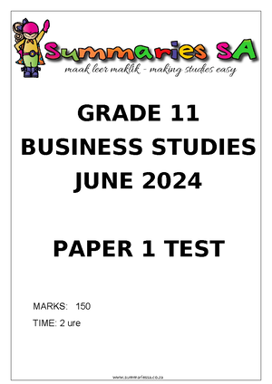 Grade 10 Business Studies Term 2 2023 Learners' Notes Compilation - Studocu