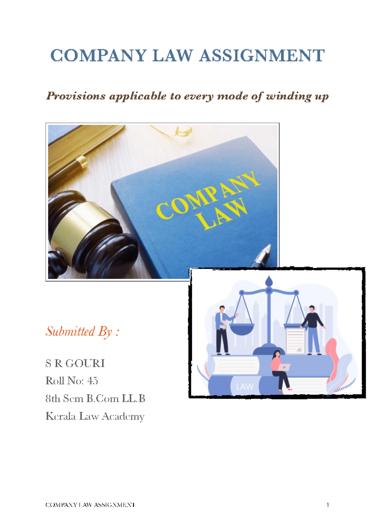 Company LAW Assignmen - COMPANY LAW ASSIGNMENT Provisions applicable to ...