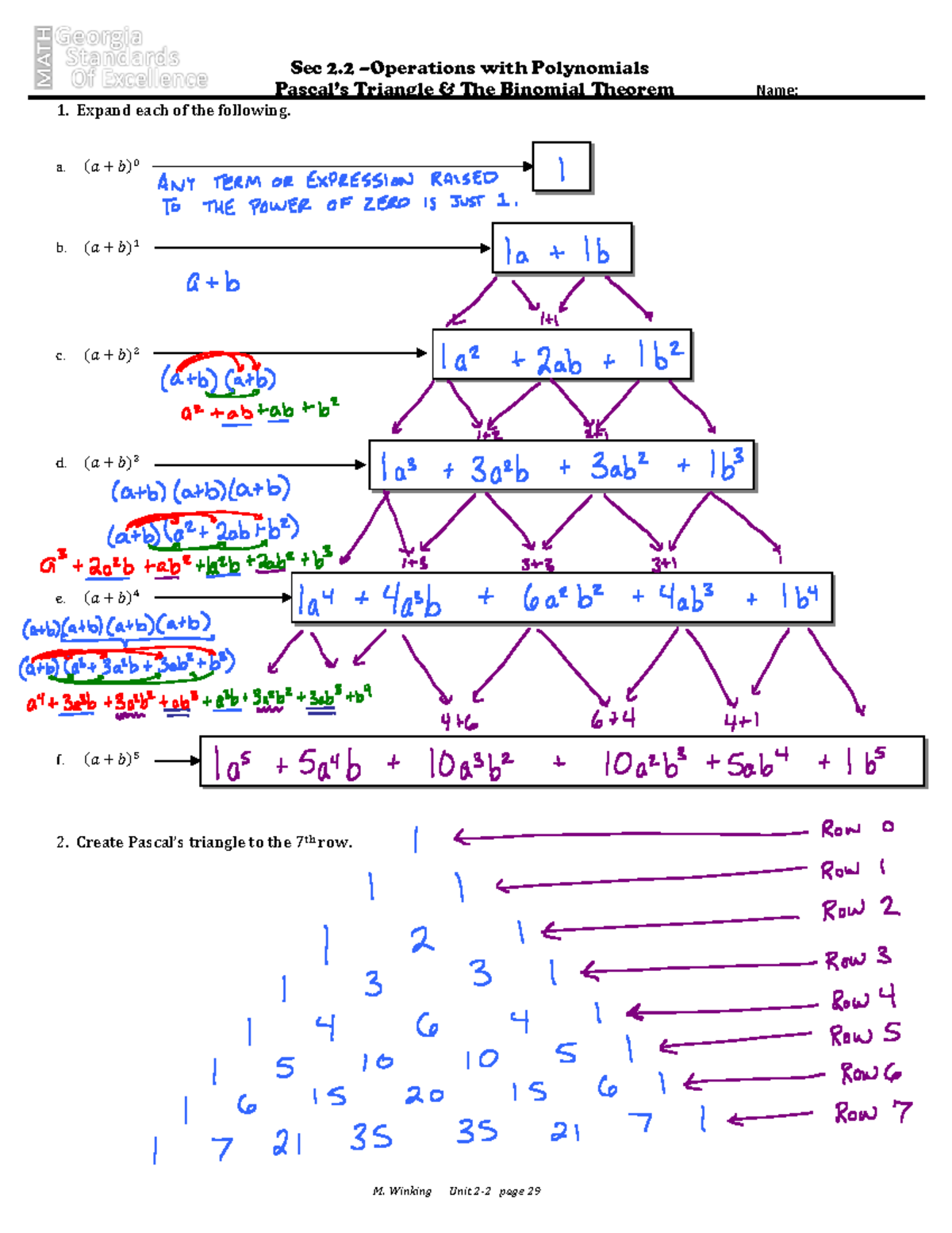 Sec 2.2: Binomial Theorem & Polynomial Expansion Notes - Studocu