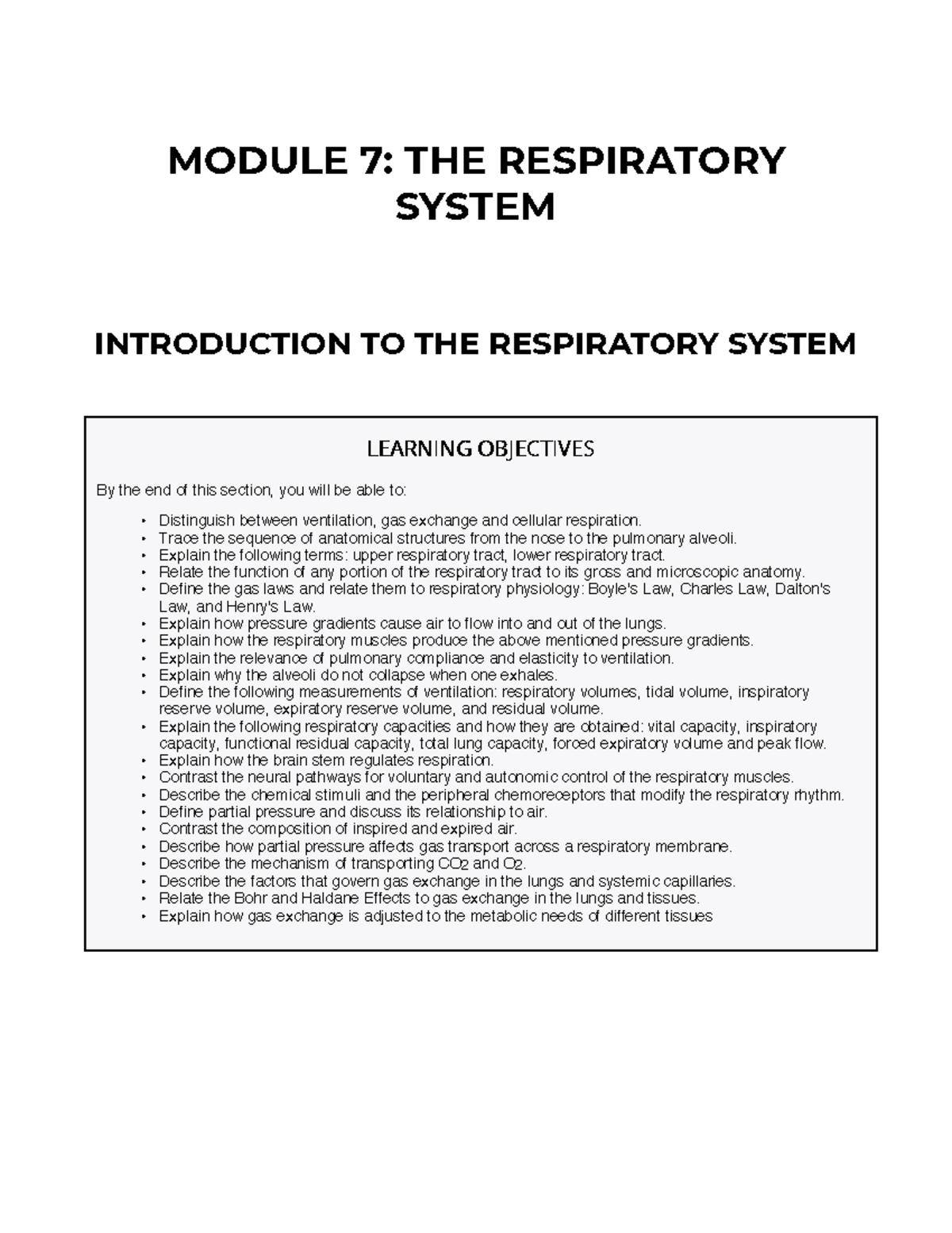 Module 7 - Comprehensive Overview of the Respiratory System - Studocu