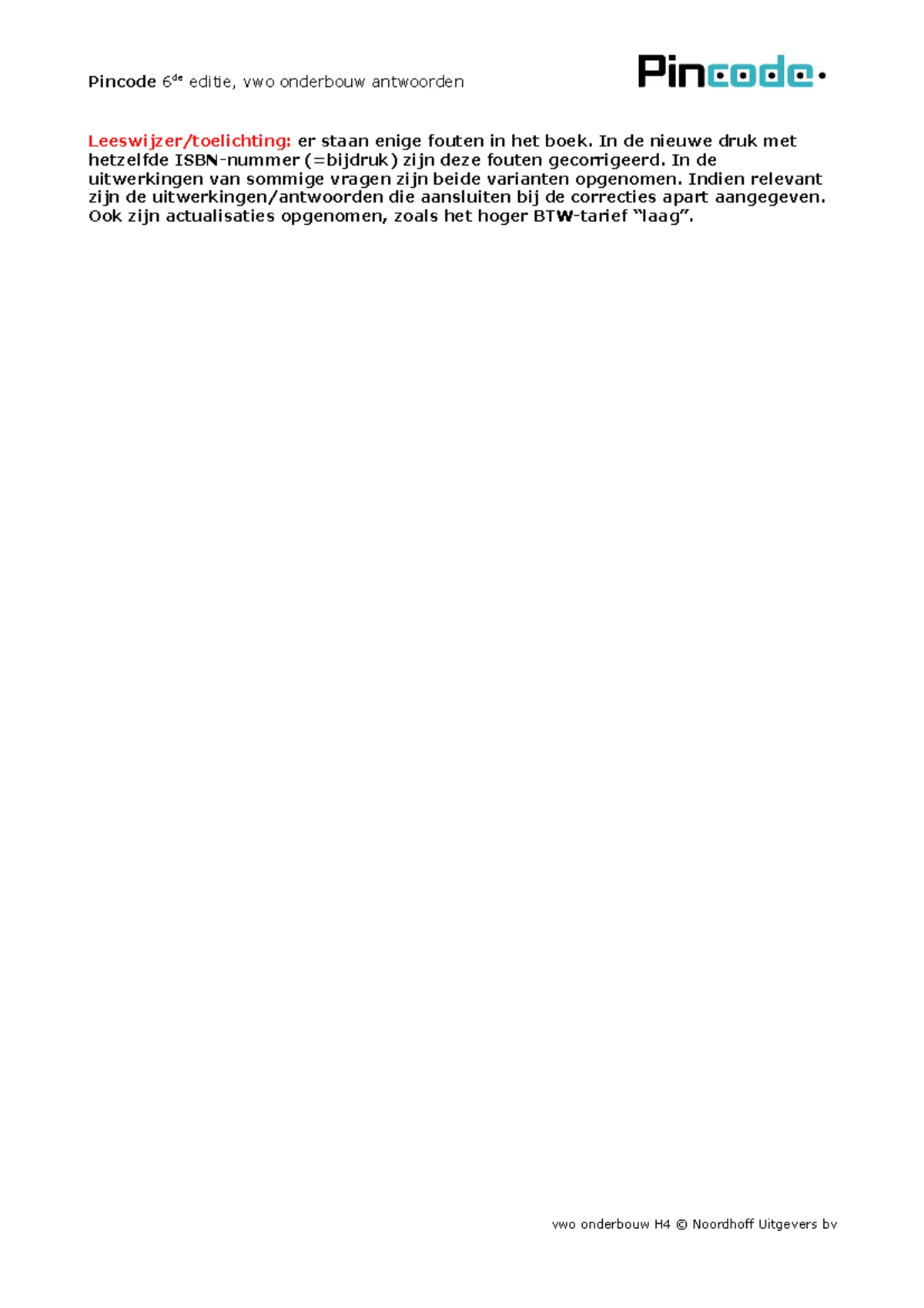Pincode (6e editie) 3 vwo antwoorden hoofdstuk 4 - Leeswijzer ...