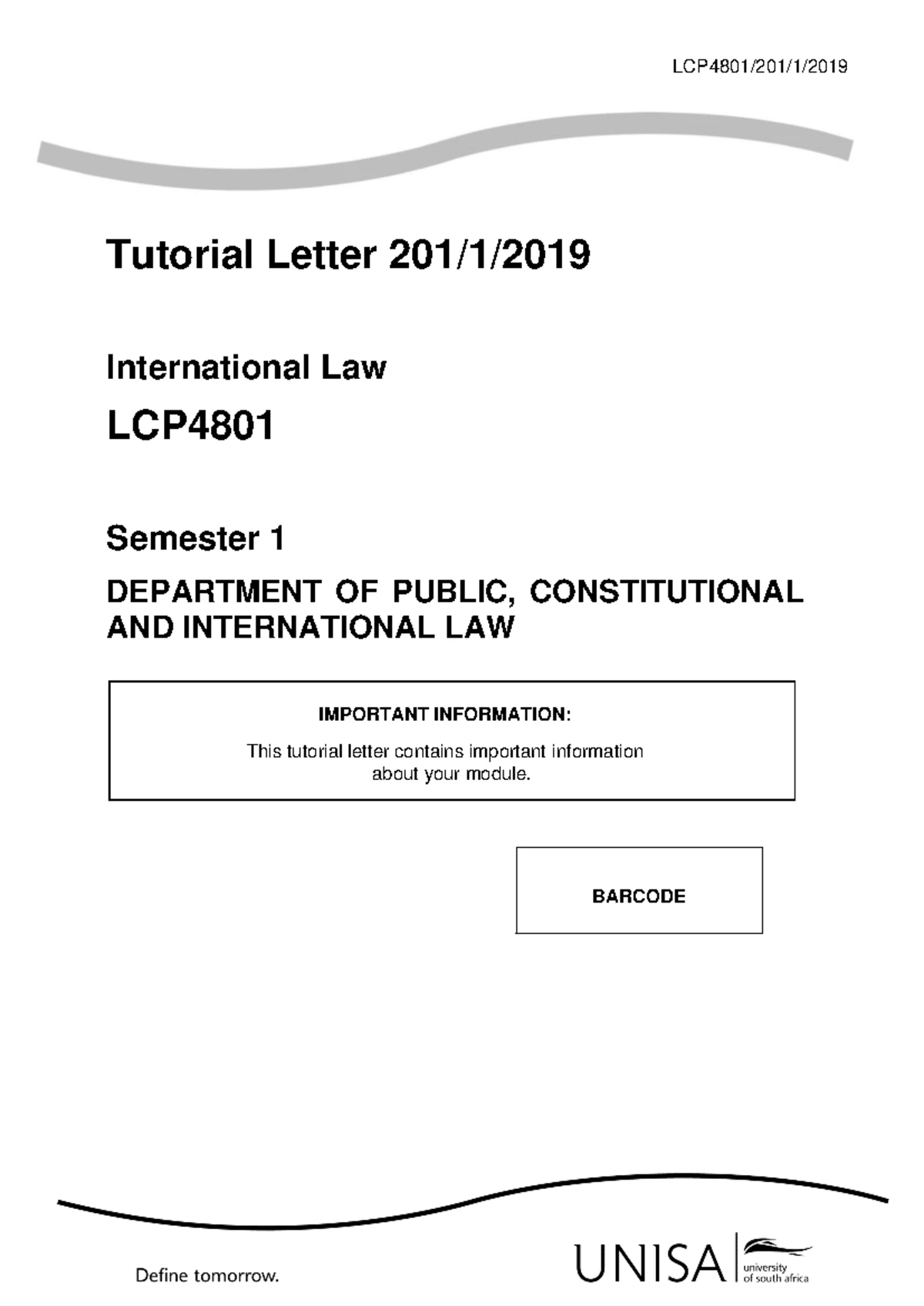 Tutorial Letter 201-1-2020 sem 1 memo - LCP4801/201/1/20 20 Tutorial ...