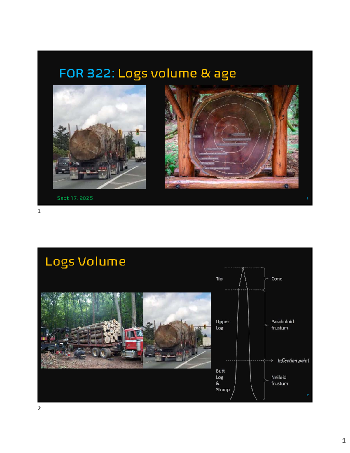 FOR 322: Techniques for Calculating Logs Volume and Age - Studocu
