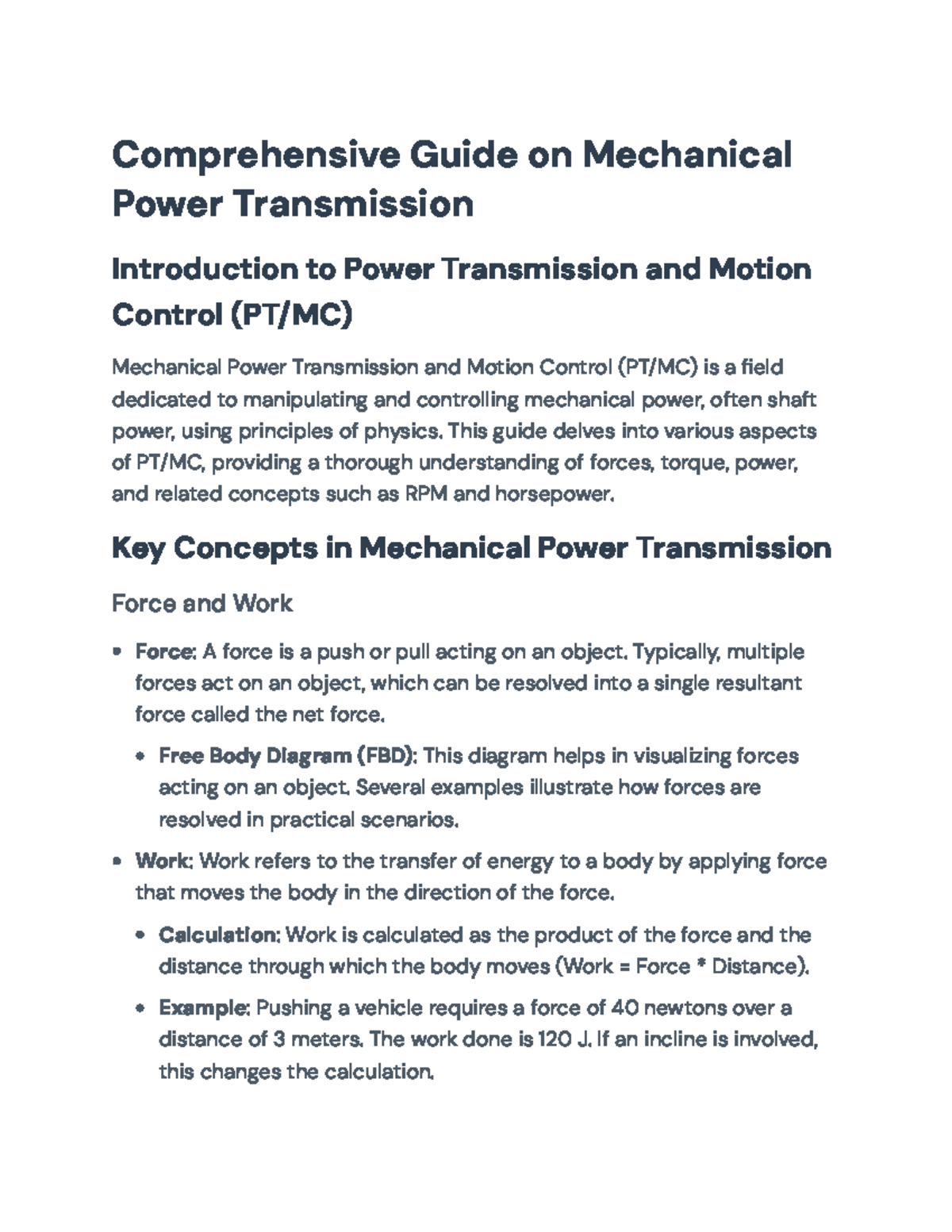 Mechanical Power Transmission and Motion Control (PT/MC) Overview ...