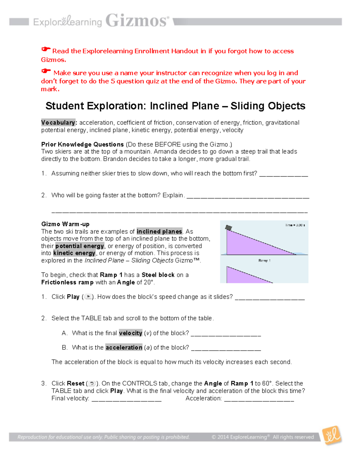 Chapter 4: Inclined Plane Sliding Gizmo Exploration - Studocu