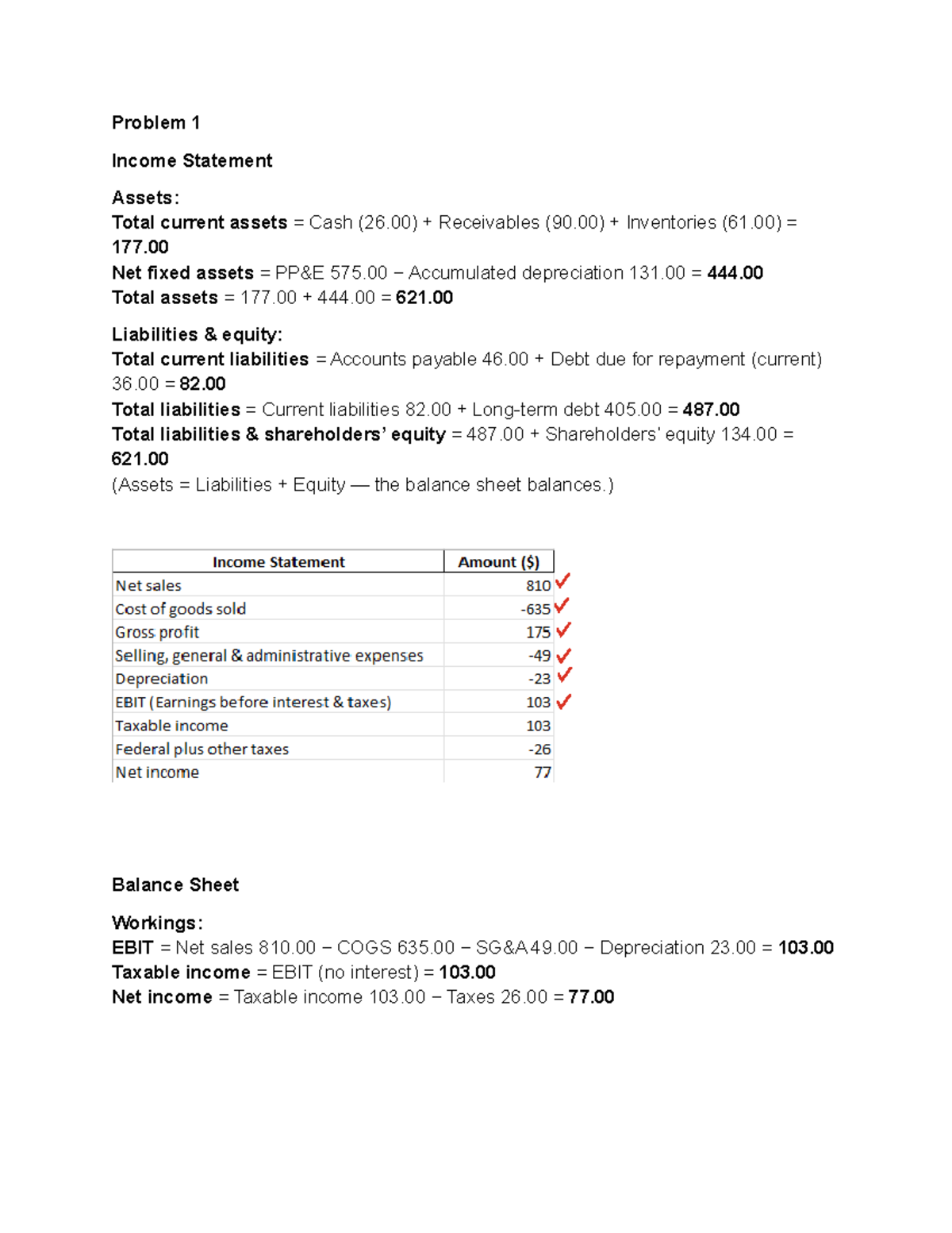 Assignment 2 - Accounting: Income Statement & Balance Sheet Analysis ...