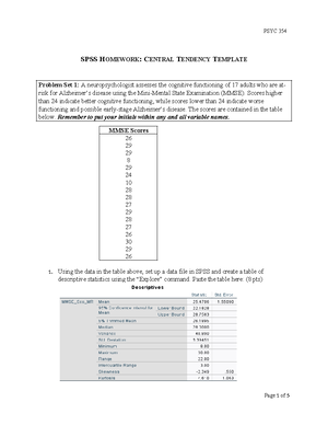 SPSS Homework One Sample t Test and Cumulative Questions Template ...