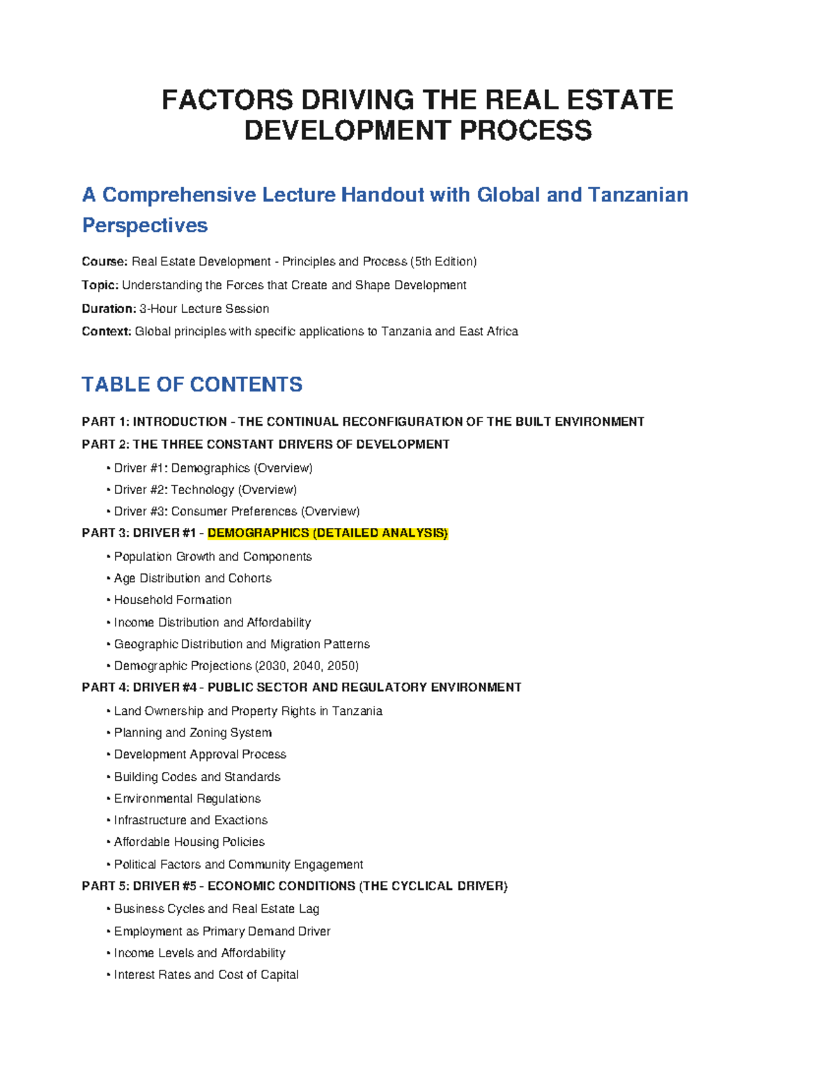 Factors Driving Real Estate Development: Global & Tanzanian Insights ...