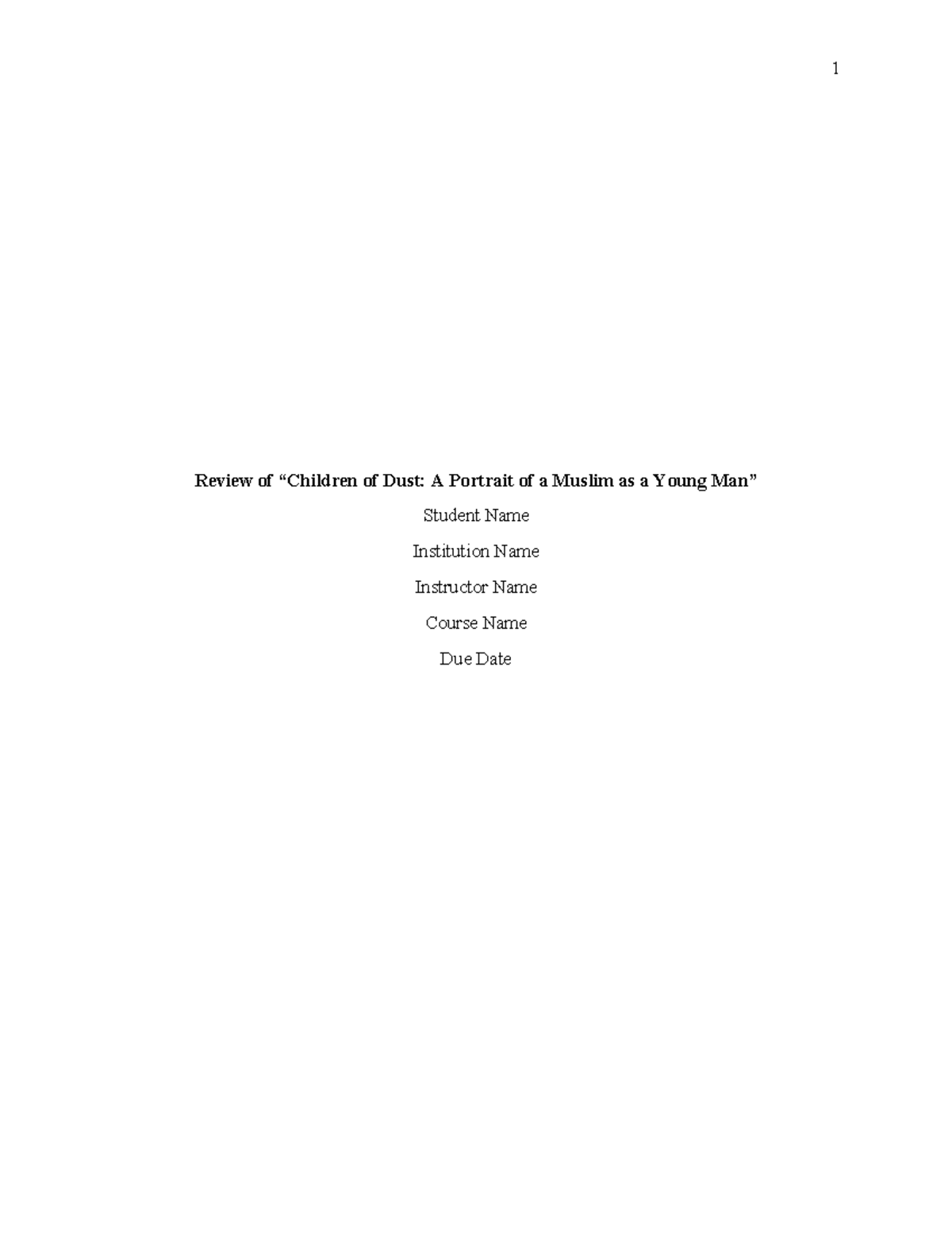 ENG 372 - Essay: Review of "Children of Dust" by Ali Eteraz - Studocu